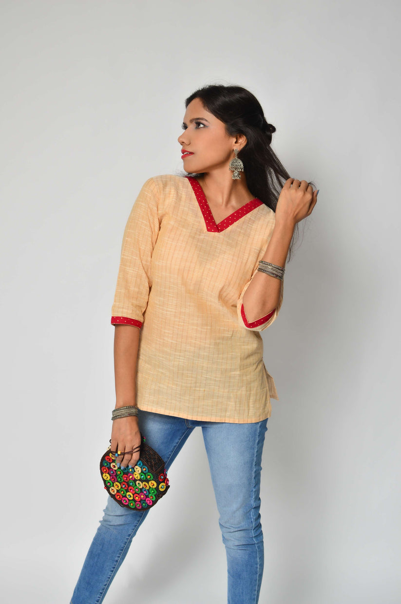 Beige Lenin Office Top – Misaal Designer Studio